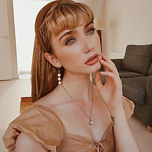 14K Gold Plated Round Bead Ball Drop Earrings for Women Minimal Lightweight Long Dangling Dangle Hoop Wedding Earrings for Brides Bridesmaid Prom Anniversary