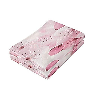 Cherry Blossoms Printed Hand Towel for Bathroom Set of 2 Absorbent Cotton Face Towel Multipurpose for Hotel Gym Guest Spa Yoga Home Decorative,28x14in