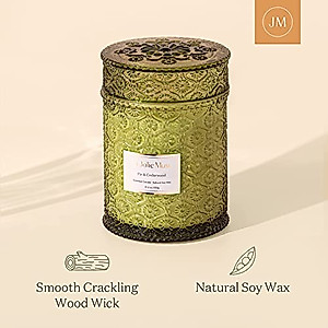 LA JOLIE MUSE Fir & Cedarwood Scented Candle, 19.4 Oz Large Winter Holiday Gift Candle, Wood Wicked Candle for Home Scented, Long Burning Glass Jar Candle