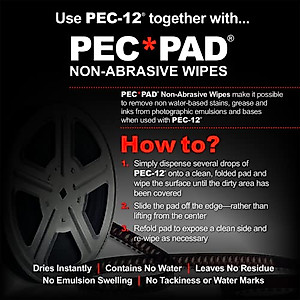 PEC-12 Photographic Emulsion Cleaner - Non-Water Based Stain, Grease, and Ink Remover from Emulsions and Bases for Cleaning Film, Photo Negatives, B&W Slide - with Dropper Tip (2oz)