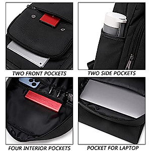 KYALOU Lightweight Casual Laptop Backpack with USB Charging Port For for Men and Women, Bookbag for College - Black