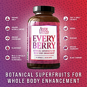 Andi Lynn’s EveryBerry Vegan Superfruit Vitamins, Minerals & Antioxidants Herbal Supplement, Immune Support Booster, Mental & Body Enhancement - 60 Caps