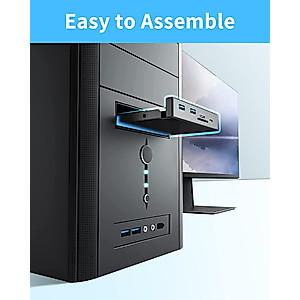 BYEASY Front Panel USB 3.0 Hub, 5 Ports 3.5 Inches Internal Metal USB Hub with 2 USB 3.0 Ports, SD/TF Internal Card Reader and USB 3.1 Gen 1 Type C Port Fits Any 3.5" Floppy Disk Bay