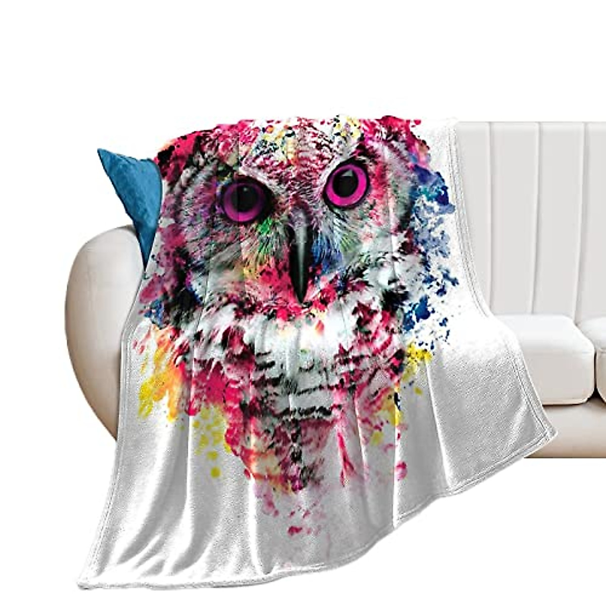 Owl Blanket, Soft Fluffy Flannel Plush Throw Blanket , Cozy Blankets for Bed, Couch, Sofa, Travel and Outdoor 60"X50" Inches