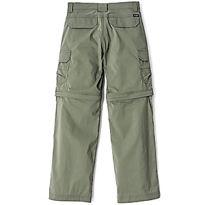 CQR Kids Youth Hiking Cargo Pants, UPF 50+ Quick Dry Convertible Zip Off Pants, Outdoor Camping Pants, Boy Convertible Olive, X-Small