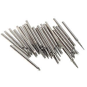 Yakamoz 30Pcs 2.35mm Shank Titanium-Coated Diamond Burrs Set Rotary File Burs Accessories Kit for Rotary Grinder Tools Grinding Polishing Carving Stone Jewelry Glass Ceramics