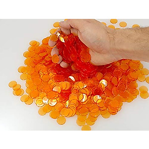 Regal Bingo Plastic Bingo Chips 1000 Pcs - Clear Transparent Counters Game Chips Set for Board Game - Fun Bingo Night - 3/4 Inch Orange Color