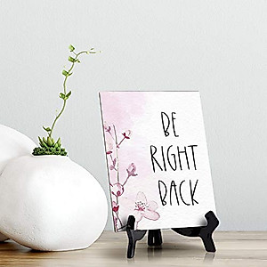 Be Right Back Table Sign with Easel, Floral Vine Design (6 x 8)