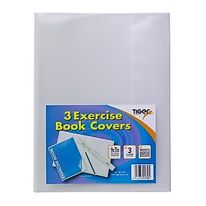 9" x 7" Clear Strong Plastic Protective Exercise Book Covers Slip On Jackets x 3