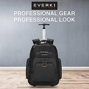 EVERKI (EKP122) Atlas Wheeled Laptop Backpack Adjustable Compartment, Business Professional,Black,13-Inch to 17.3-Inch