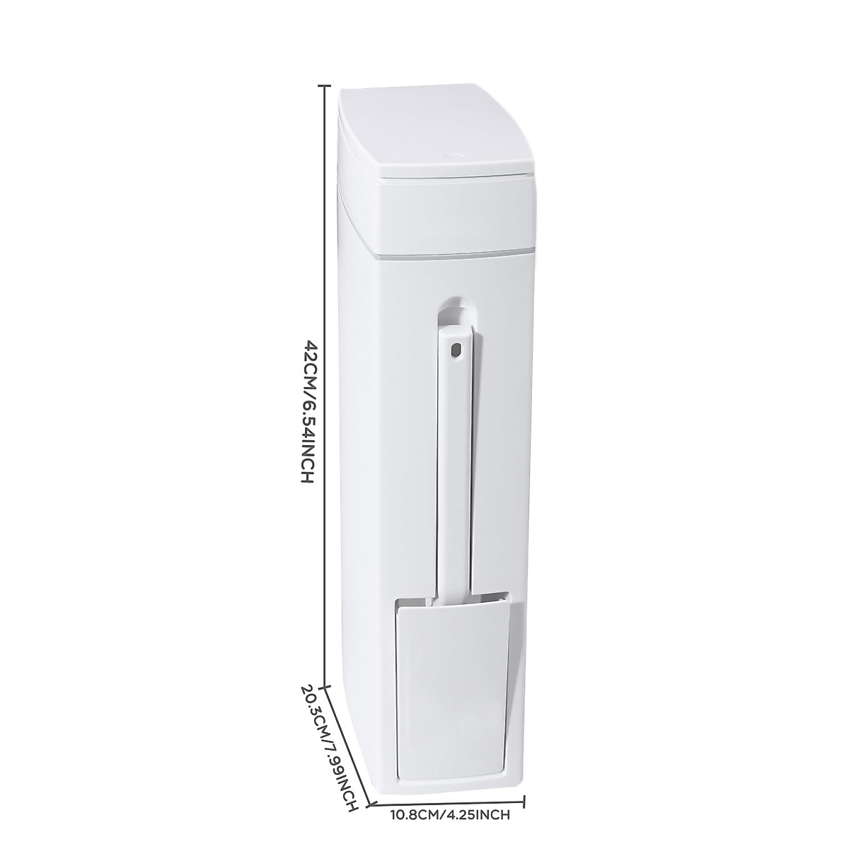 ZYHARUKO 1.3 Gallon Slim Bathroom Trash Can with Lids, RV Toilet Brush and Holder Set, 14 L Narrow Toilet Trash Can, Plastic Small Garbage Can, Rectangular Trash Bin for Bathroom,Kitchen,Toilet,Camper