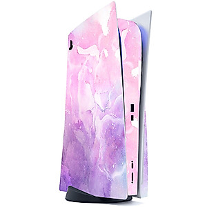 PlayVital Pink Watercolor Full Set Skin Decal for ps5 Console Disc Edition, Sticker Vinyl Decal Cover for ps5 Controller & Charging Station & Headset & Media Remote