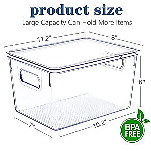 KOKITEA Clear Storage Bins With Lids, 4 Pack Plastic, Stackable Food Storage Organizer Bins For Kitchen Organization, Pantry And Fridge