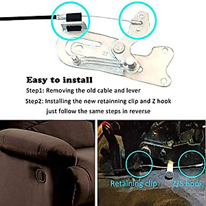 ttmagic Universal Heavy-Duty Metal Sofa Chair Recliner Release Pull Handle Replacement Parts with Cable, Fits Ashley, Lazy Boy and Most Recliner Sofa Brand, Recliner Handle Size 3" x 3.5"