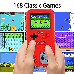 WeLohas Gameboy Case for iPhone 13 Mini,Handheld Retro 168 Classic Games,Color Video Display Game Case for iPhone,Anti-Scratch Shockproof Phone Cover Red
