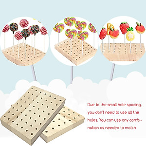 Cake Pop Stand 3 Pack Wooden Cakepops Stand Display Holder 56 Holes Wood Lollipop Holder Stand Decorative Candy, for Party, Birthday, Weddings, Anniversaries, Baby Showers, Fit 4mm Lollipop Sticks