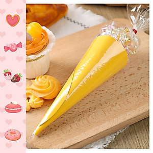 VGOODALL 200PCS Cone Cellophane Bags, 6.3 x 11.8 Clear Treat Bags for Popcorn Candy Bags, Triangle Party Gift Bags with ties for Christmas party, Wedding, Brithday, Pop Gift Candy Buffet Supplies