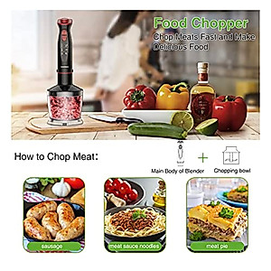 Vavsea Immersion Hand Blender, 12-Speed Multi-Function Handheld Stick Blender with Stainless Steel Blades, Chopper, Beaker, Whisk and Milk Frother for Baby Food/Smoothies/Puree, BPA Free