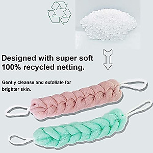 PPHAO - Back Scrubber for Shower - Long Loofah Sponge for Women - Bath Sponge - Loofah Back Scrubber for Shower Exfoliating for Men - 21.5 INCH - Green and Pink Loofah - 2 Pack
