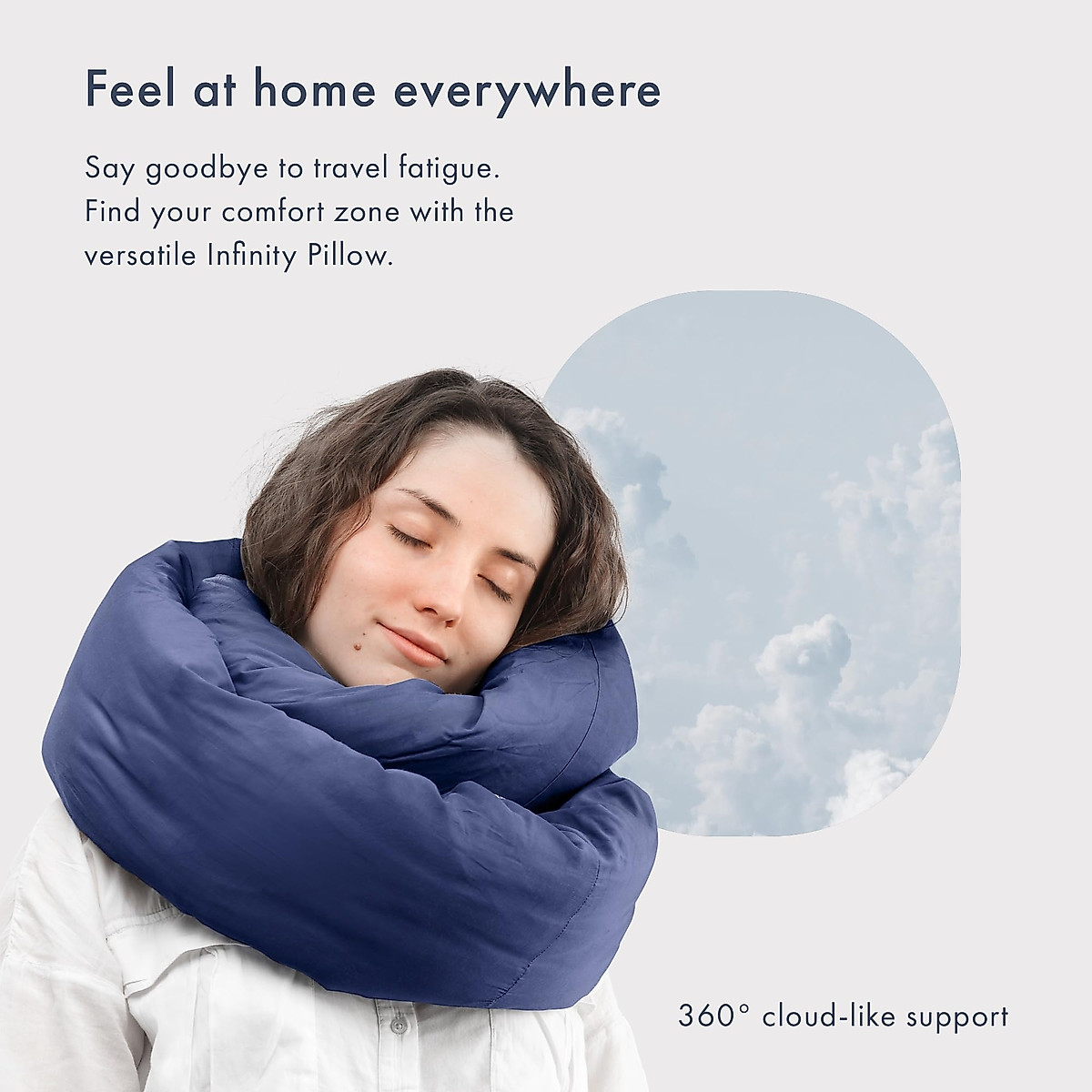 Huzi Infinity Pillow - Travel Neck Pillow - Versatile Soft 360 Support Scarf - Machine Washable - Home Travel Flight Road Trips (Navy)
