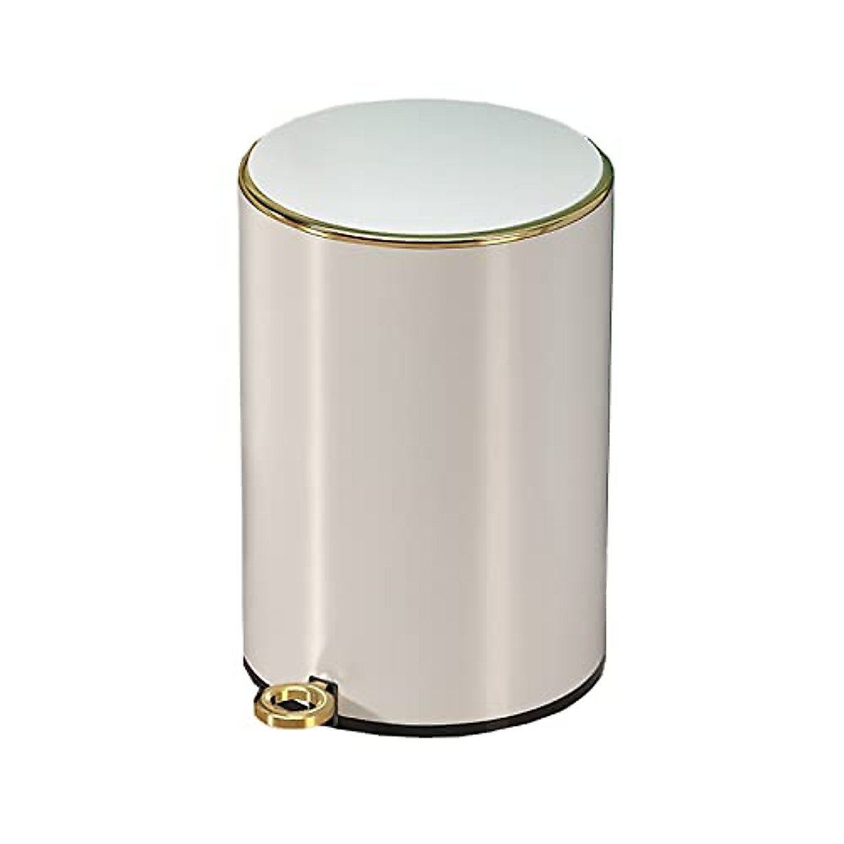 DYPASA Smart Trash Can Pedal Trash Can Creative Household Living Room Bedroom Stainless Steel Garbage Bin Bathroom Kitchen Pedal Trash Can with Lid,6L 8 L Bathroom Trash Can (Color : White Gold 6L)