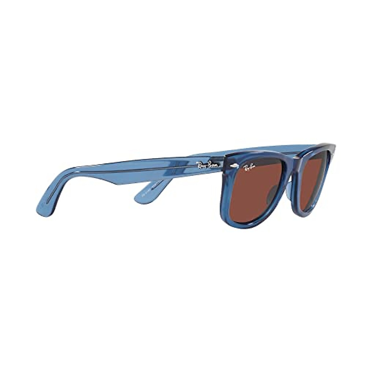 Ray-Ban RB2140 Original Wayfarer Square Sunglasses, Transparent Blue/Red, 50 mm