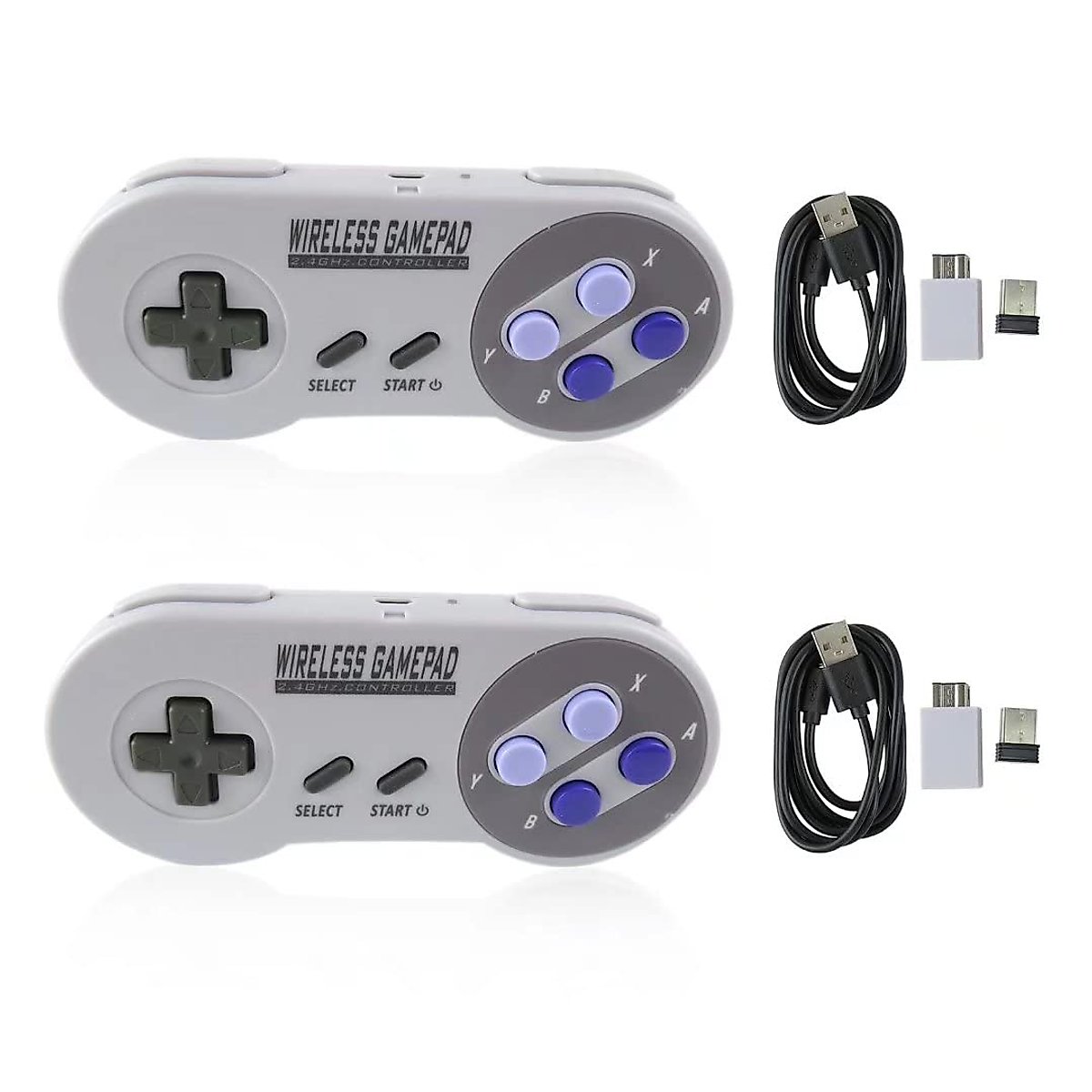 Gxcdizx 2 Packs Wireless Controller for SNES Classic Edition（Mini）/NES Classic Edition, Gamepad with USB Wireless Receiver for Switch, Windows,iOS,Liunx,Android Device