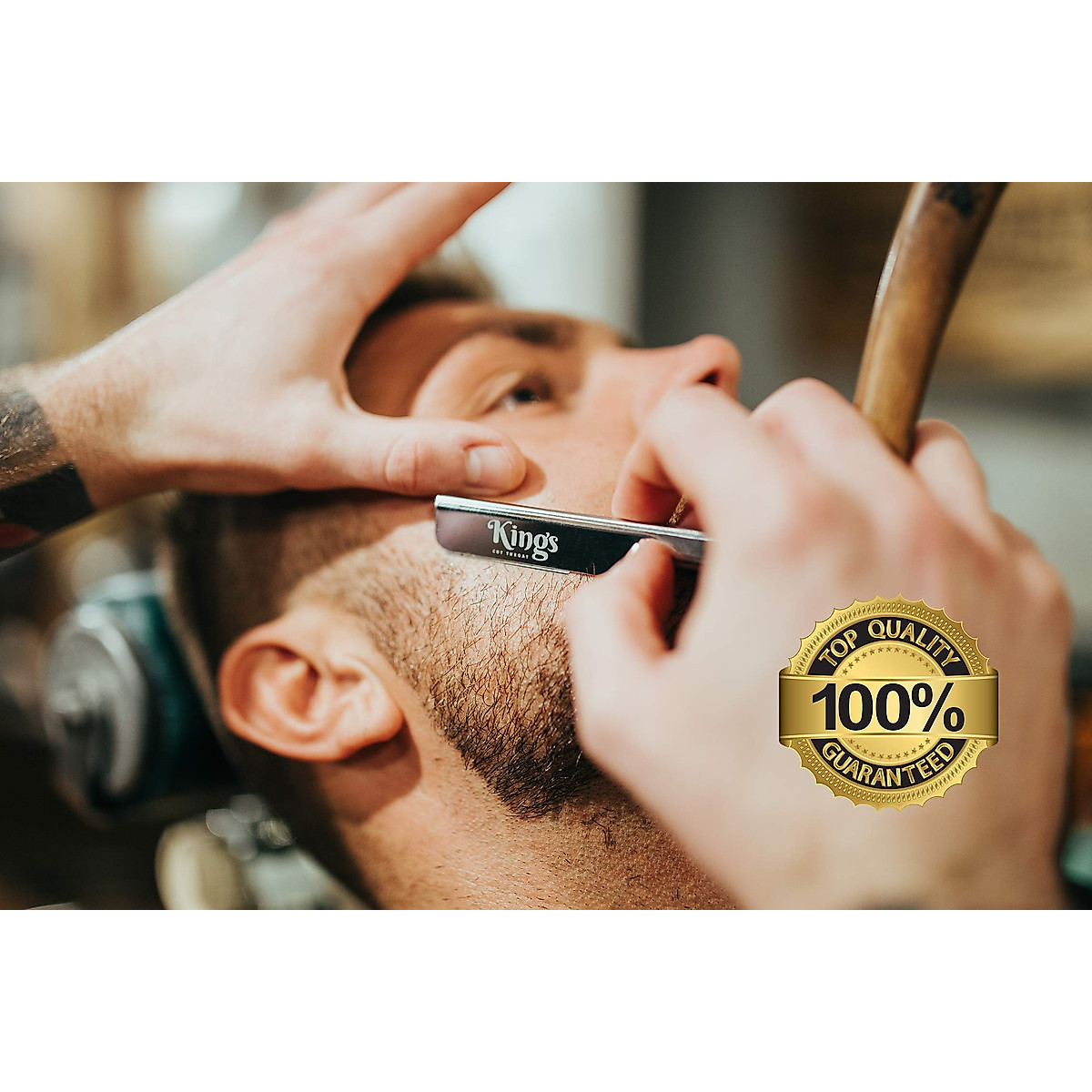 Cut Throat Straight Razor for Men by KING'S CUT THROAT ® - Men’s Cutthroat Shaving Straight Slider – Leather Travel Pouch and Velvet Kit Bag Included – Essential Male Grooming Accessory for Beards