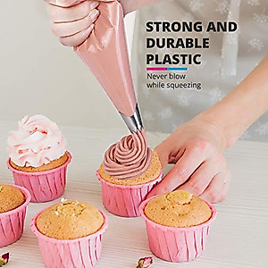 Riccle Piping Bags and Tips set - 12 Inch 100 Thickened Icing Bags and Tips Set - Pastry Bags for Frosting with 6 Piping Tips, 2 Couplers, 2 Icing Bags Ties - Frosting Piping Kit for Cake Decorating