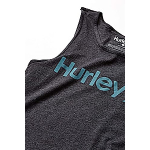 Hurley mens One and Only Graphic Tank Top T Shirt, Black Heather Noise Aqua, X-Large US
