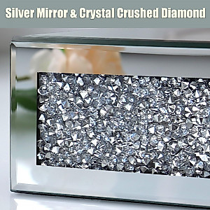 Mirrored Floating Conner Shelf, Silver Mirror Crushed Diamond Decorative Wall Shelf for Home Decoration Crystal Diamond Wall Art Decor Accent Piece Showcase 16.1" L×16.1" W×4.3" H, Set of 2