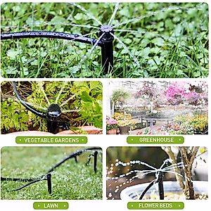 25PCS Drip Irrigation Kits, 5 Barbed Tee 1/2 inch to 1/4 inch Irrigation Tube Variable Diameter Six-Way Adapter and 20 Dripper Emitters Sprayer for 4mm/7mm Hose with Stake Water Flow Adjustable