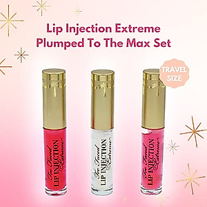 Too Faced Lip Injection Extreme Plumped To The Max Trio Travel Size Set - Original, Bubblegum Yum, Pink Punch - Lip Plumper / Gloss, Plump Lips Makeup