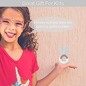 SIOTMERA Toddler U Shaped Soft Toothbrush 360° Clean Whole Mouth, Best Kids Teeth Brushes, Age 6-12 Years Infant Toothbrush,White Donut Design Handle with 3 Food Grade Soft Silicone Brush Head