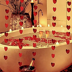 Homemory 24pcs LED Tea Lights Candles Battery Operated Romantic Heart Candles with 1000pcs Fake Red Rose Petals & 5pcs Heart Garland Banner for Valentine's Day Wedding Proposal Decorations Anniversary