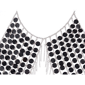 Anna-Kaci Women's Gypsy Body Chain Sexy Harness Summer Festival Bra Top, Black, OneSize