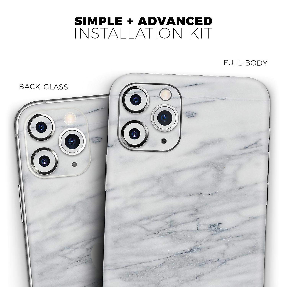 Design Skinz White & Grey Marble Surface V2 - DesignSkinz Protective Vinyl Decal Wrap Skin Cover Compatible with The Apple iPhone 11 Pro (Full-Body, Screen Trim & Back Glass Skin)