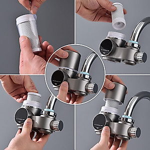 HOMELODY Water Faucet Mount Water Filter Tap Drinking Water Filter Replacement for 264 Gallons, Filters Around 70 Substances (Incl. 2 filters)