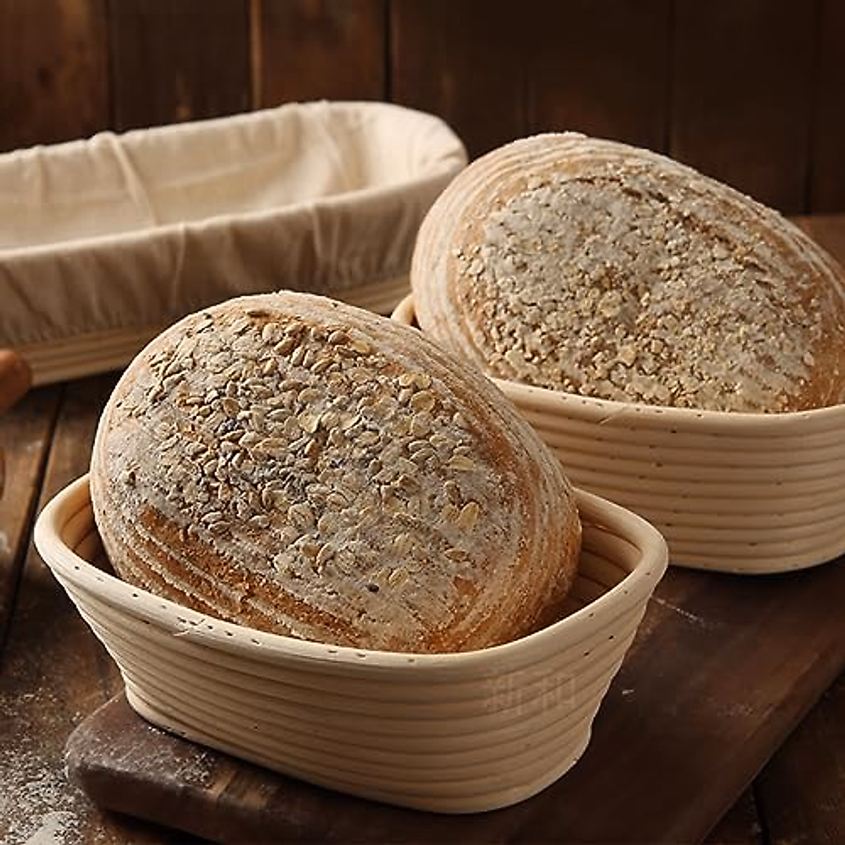 8 Inch Oval Premium Bread Proofing Basket Set - Authentic Natural Rattan, Optimal Size, Easy Clean, Ideal for Sourdough, Dye-Free.GEPAS (8in)