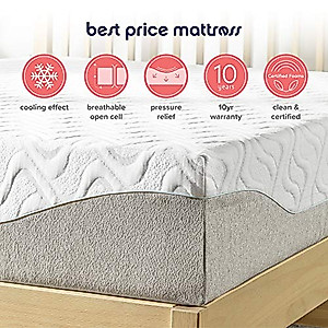 Best Price Mattress 11" Gel Infused Memory Foam Mattress, King Whtie