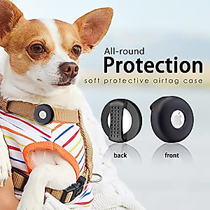 Airtag Dog Collar Holder (2 Pack) with Buffering Dots, Waterproof Pet Collar Case for Apple Air Tag GPS Tracker, Air Itag Holder Cover,Fits Most Collars (Black) …