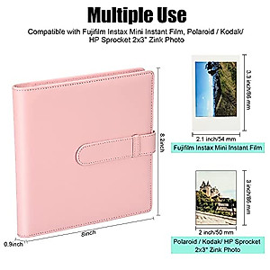 256 Pockets Photo Album for Fujifilm Instax Mini 11 12 9 7+ 40 Evo Liplay 90 8 Instant Camera/Mini Link SP-1 Printer, Photo Album for Polaroid Zink 2x3" Photo/Mint Zip Instant Camera Printer (Pink)