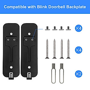 Backplate Compatible with Blink Video Doorbell, Back Plate Replacement Mounting Part with Blink Key Tool(2 pack, Black)