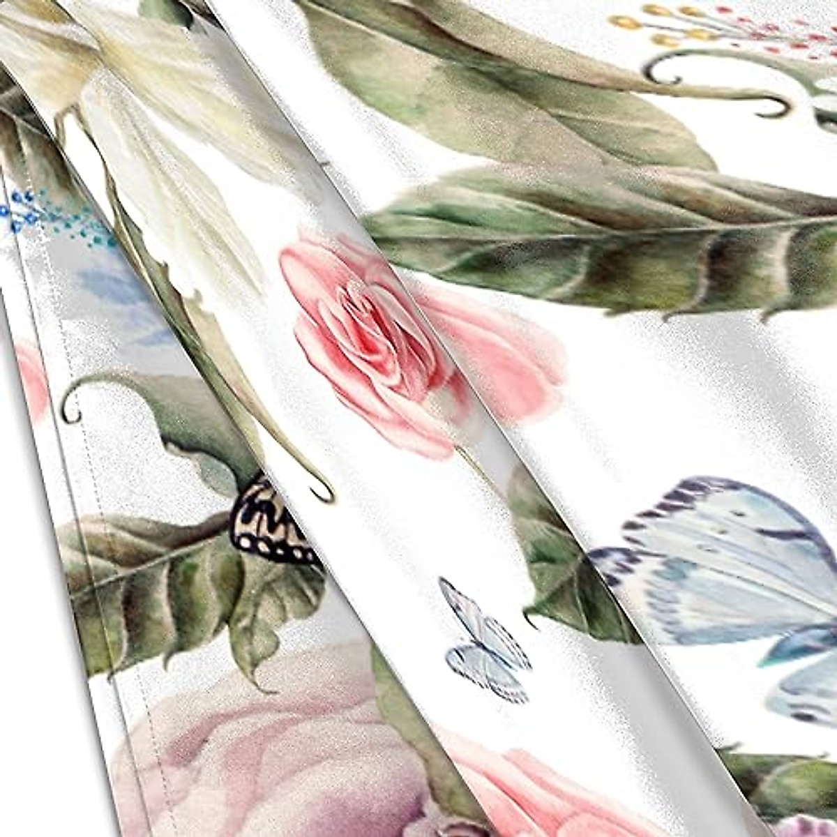 Flower Rose Butterfly Pattern Satin Pillow Cases Silk Satin Pillowcase for Hair and Skin Standard Set of 2 Super Soft Silk Pillowcase with Envelope Closure (20x26 in)