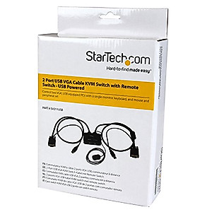 StarTech.com 2 Port USB VGA Cable KVM Switch - USB Powered with Remote Switch - KVM with VGA - Dual Port VGA KVM Switch (SV211USB),Black