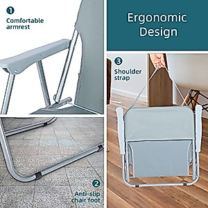 YSSOA Folding Beach Adults, Portable Heavy-Duty Chairs Made of High Strength 600D Oxford Fabric and Steel Frame for Outdoors, Camping, Picnic, BBQ, 1-Pack, Grey