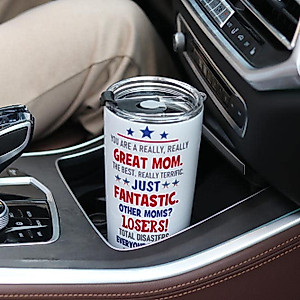 AREOK Mothers Day Gifts for Mom from Daughter Son, Best Mom Ever Gifts - Great Mom Mother Gifts, Mothers Day Birthday Tumbler Gift for Mom, 20 Oz Mom Tumbler Cup
