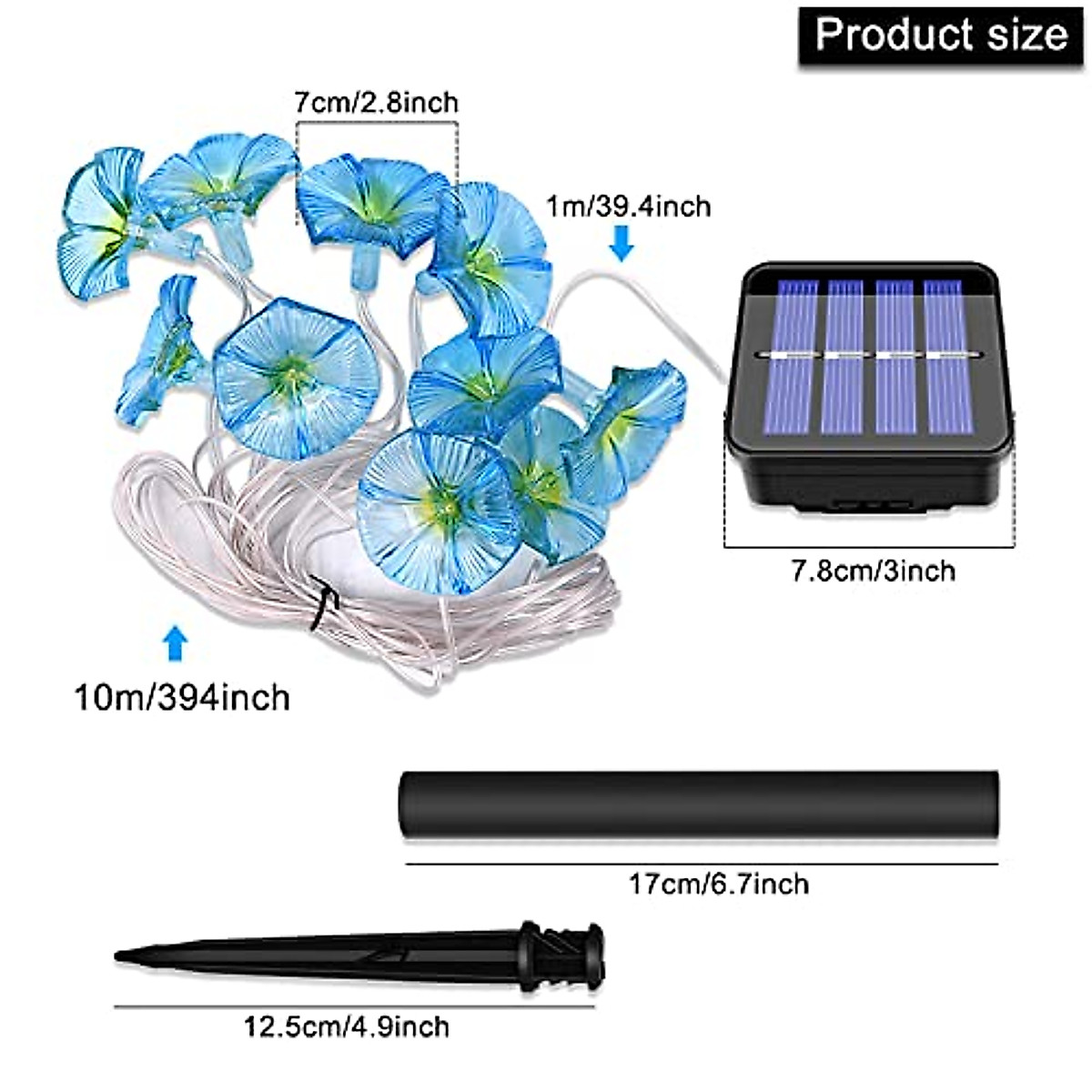 Christmas Lights Outdoor Solar Flower Light Waterproof 10LED Morning Glory Solar Fairy Decorative String Lights for Gardens Home