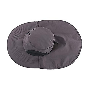 Home Prefer UPF50+ Mens Sun Hat Wide Brim Fishing Hat with Neck Flap Sun Protection Hat (Dark Gray)