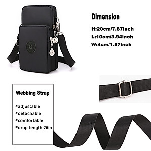 LassZone Women Crossbody Phone Bag Zipper Waterproof Nylon Wallet Cellphone Purse Ladies Shoulder Bag Wristlet Handbag